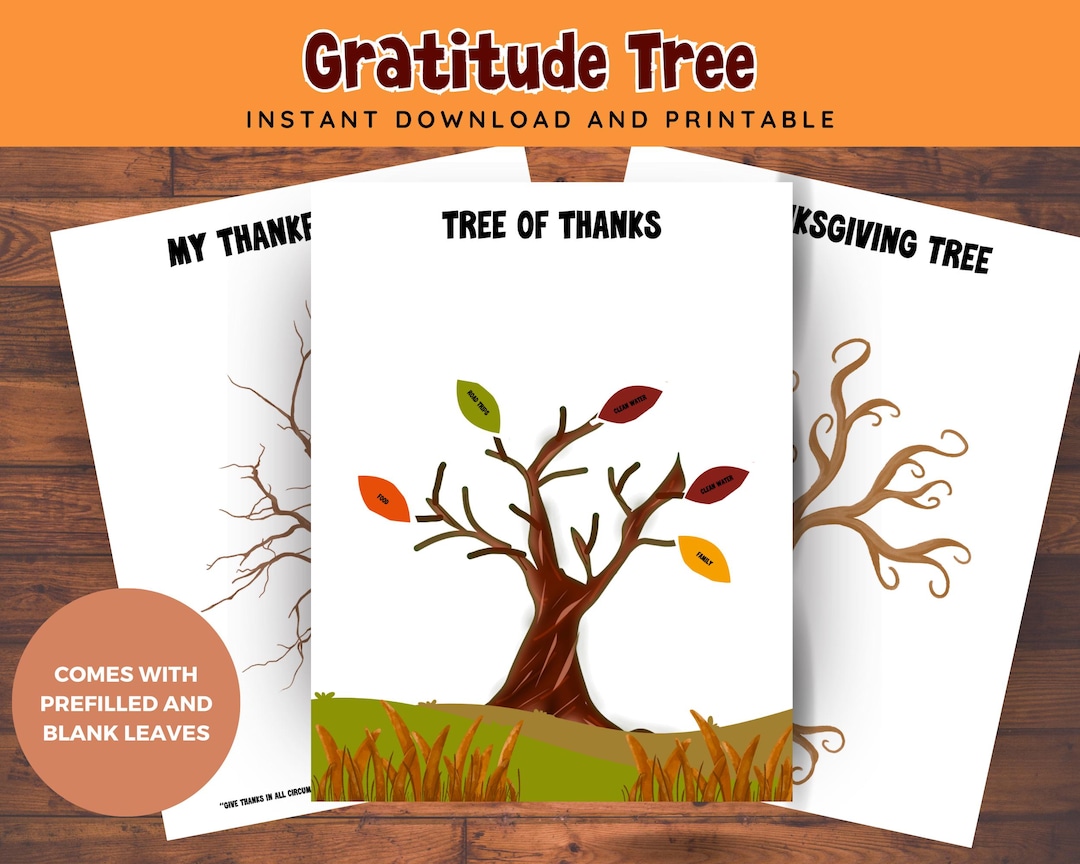 Gratitude Tree Leaves for Kids, Thanksgiving Tree DIY, Tree of Thanks ...