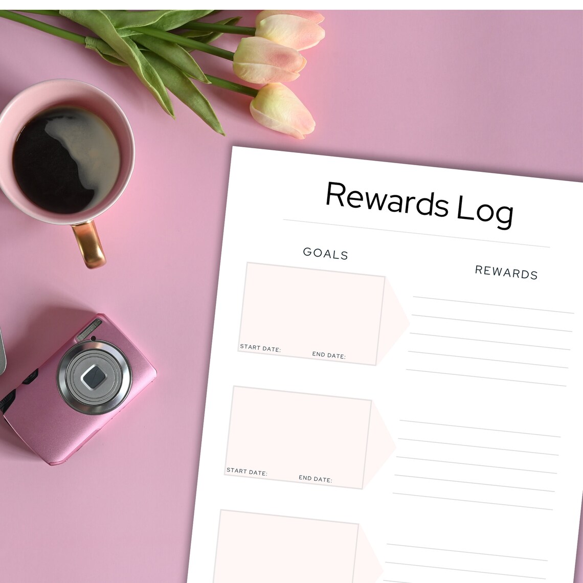 Reward for Reaching Goals, Rewards Log for Completing Goals, Printable ...