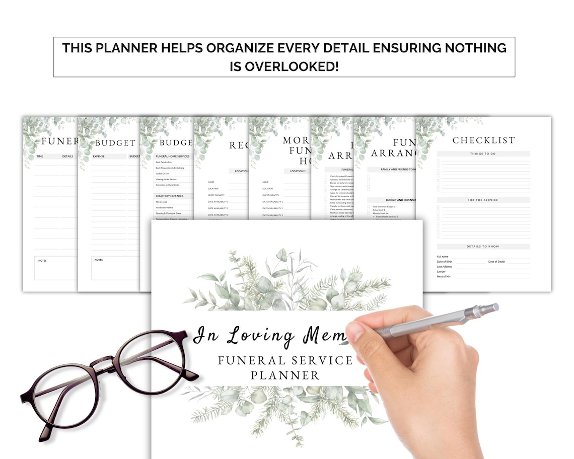 Funeral Program Planner: Memorial Service Organizer (PDF) - Etsy