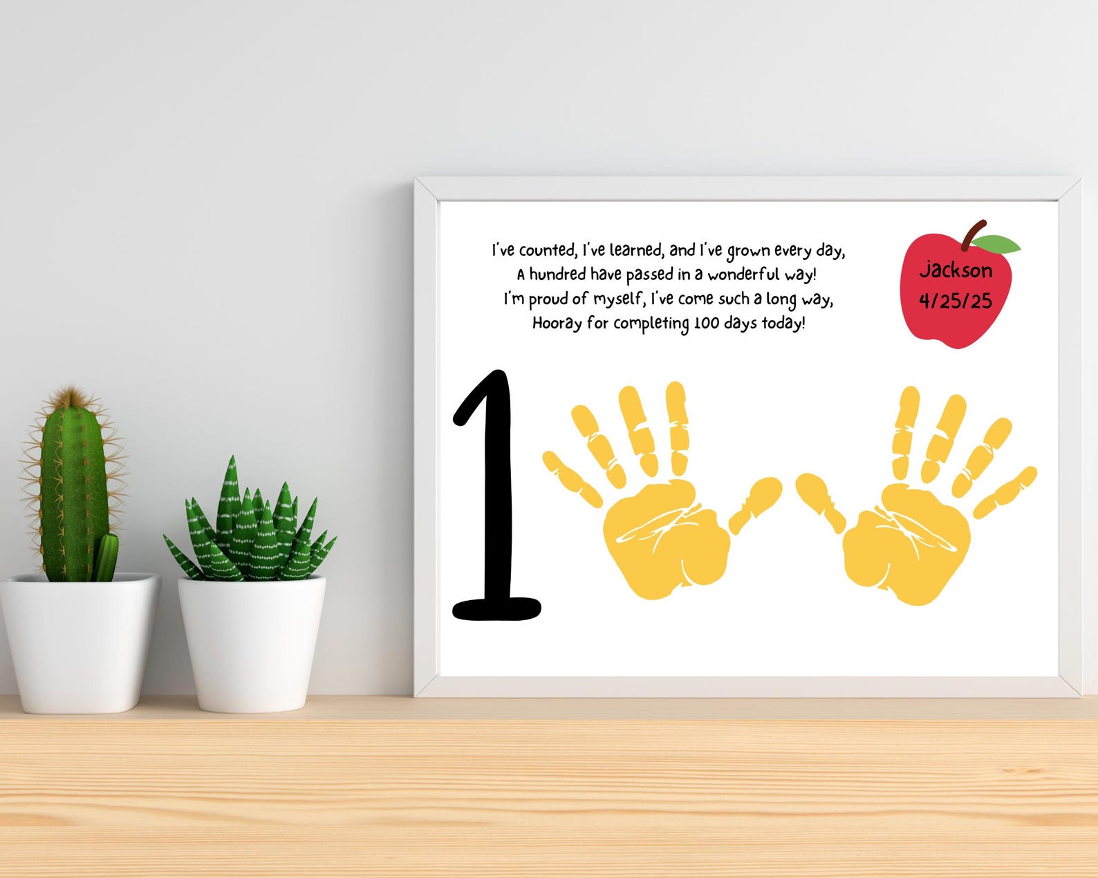 100 Days of School Handprint Art: Pre-k Activity (digital Download) - Etsy