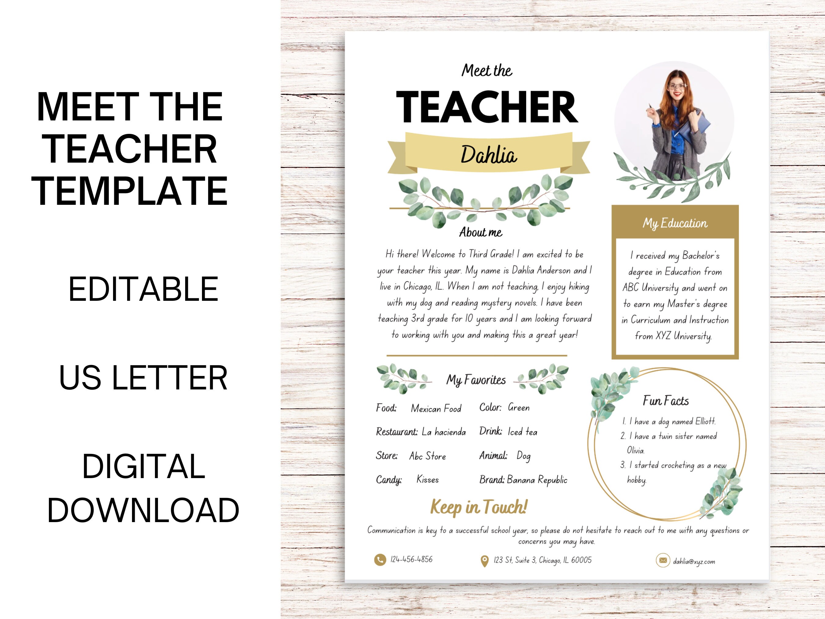 Editable All About My Teacher Printable, Favorite Things Questionnaire ...