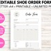 Editable Shoe Order Form Template: Printable Customer Form (canva) - Etsy
