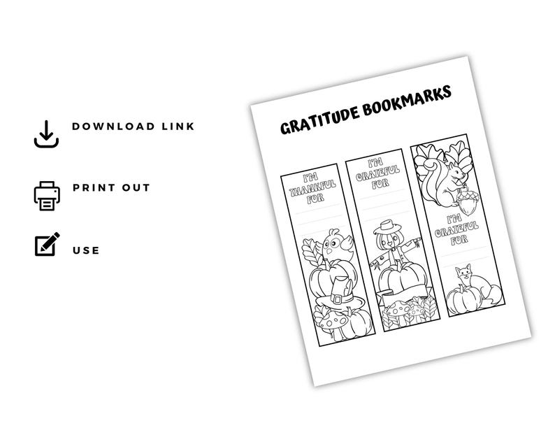 Gratitude Coloring Bookmarks, Thanksgiving DIY, Gratitude Activity for ...