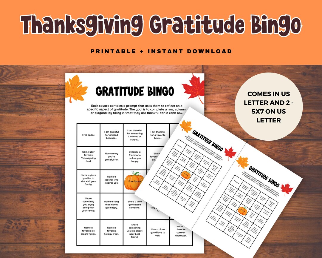 Thanksgiving Gratitude Bingo Printable, Thanksgiving Games for Kids ...
