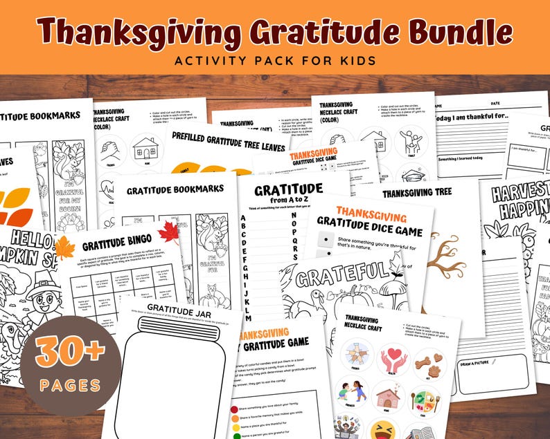 Thanksgiving Gratitude Bundle Printable, Gratitude Kit, Gratitude ...