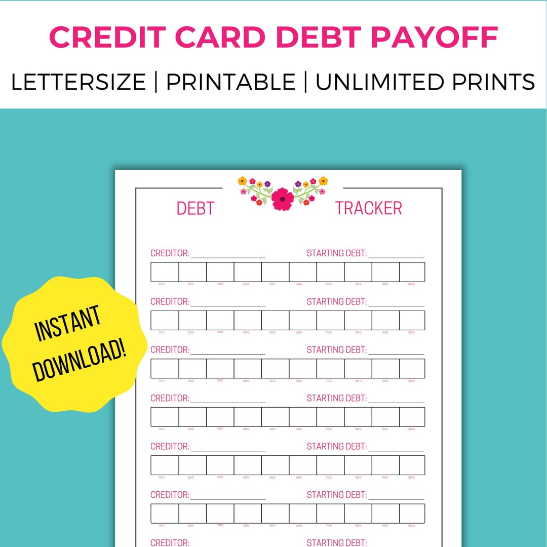 Credit Card Debt Payoff Printable, Debt Payoff Tracker, Credit Card ...