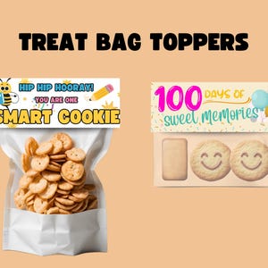 100th Day OF School Treat Bag Toppers, 100 Days of School Chip Bag ...