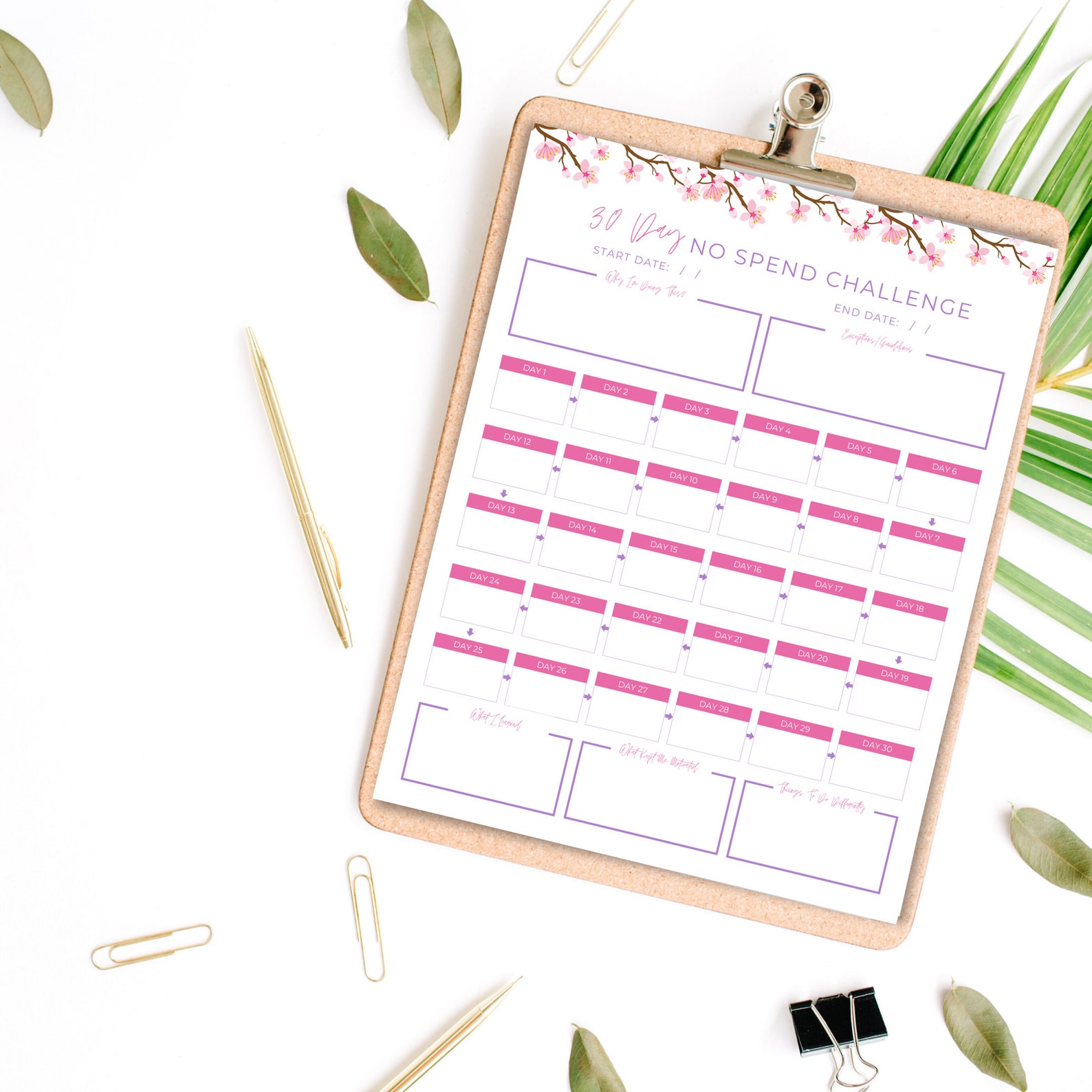 No Spend Challenge, No Spend Tracker, 30 Day Challenge, Savings ...