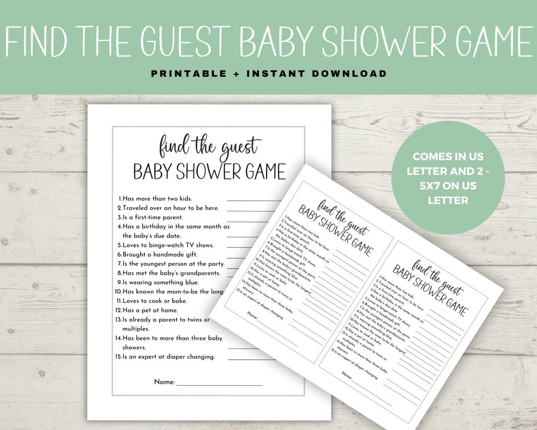 Find the Guest Baby Shower Game PDF, Find the Guest Who, Find the Guest ...