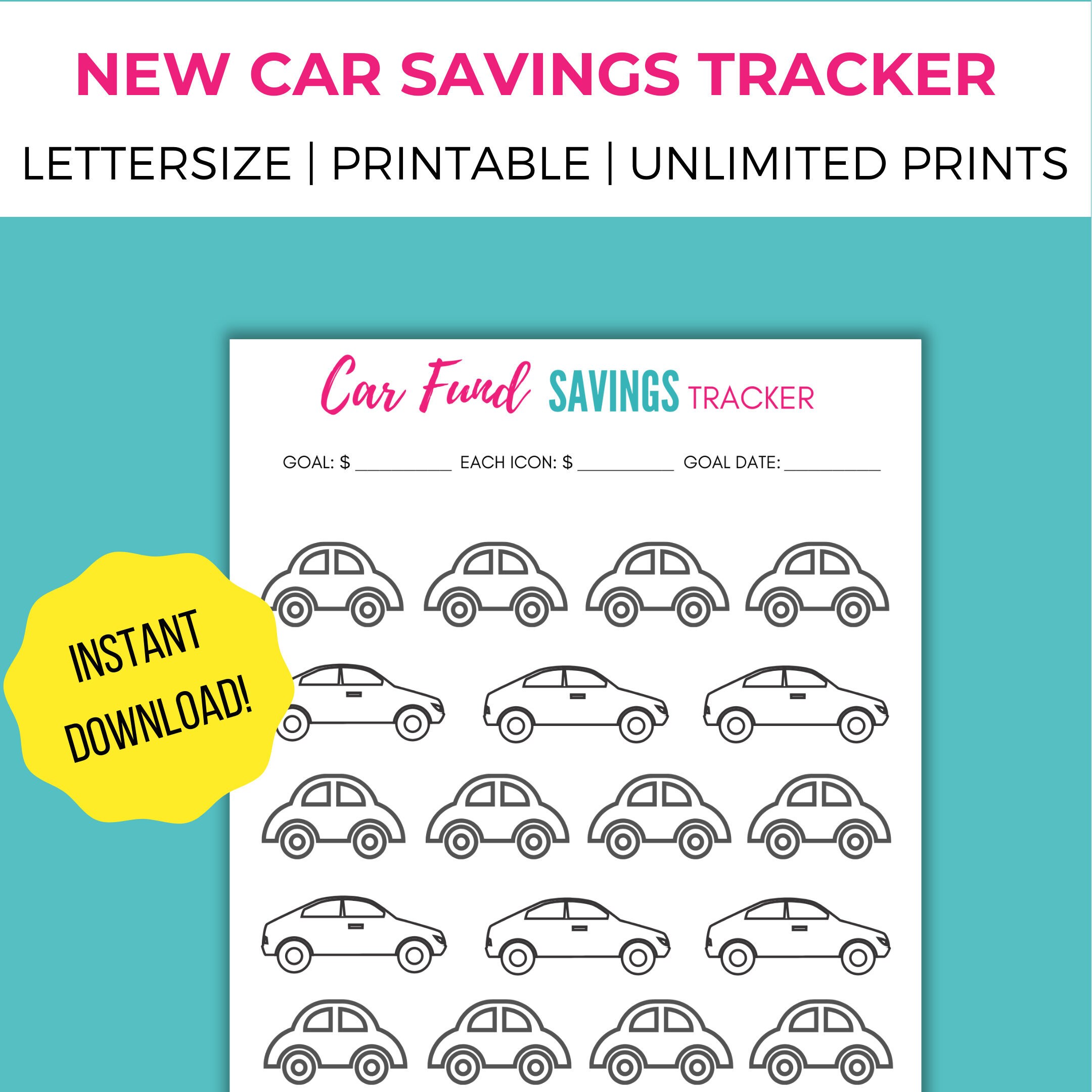 Car Savings Tracker, Car Savings Challenge, Car Savings, Savings Goal ...