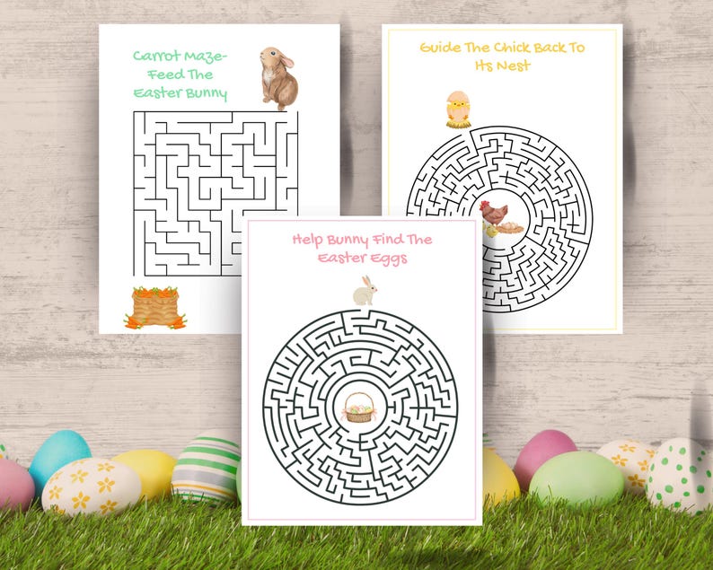 Easter Maze Printables for Kids, Maze Worksheet for Easter Activities ...