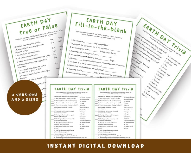 Printable Earth Day Trivia Questions, Earth Day Quiz, Earth Day ...