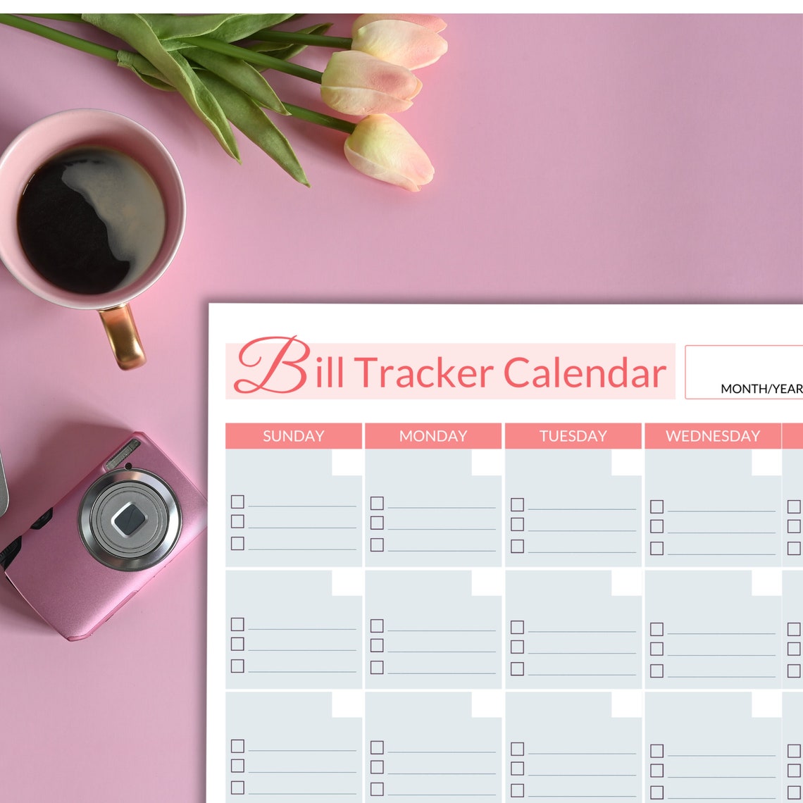 Editable Bill Payment Tracker Calendar, Monthly Bill Tracker, Bill ...