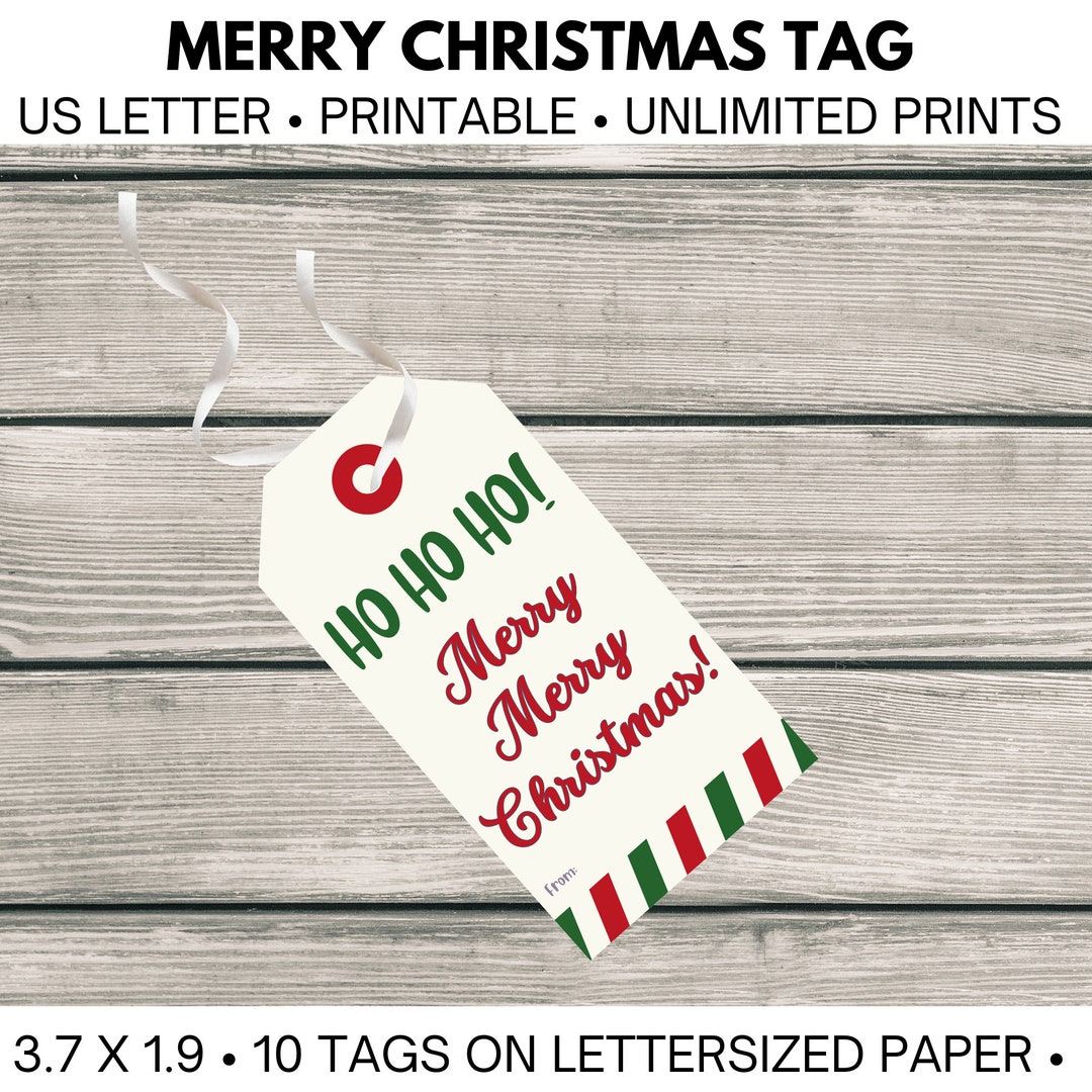 Merry Christmas Printable Tags, Merry Christmas Tag, Santa Gift Tag ...