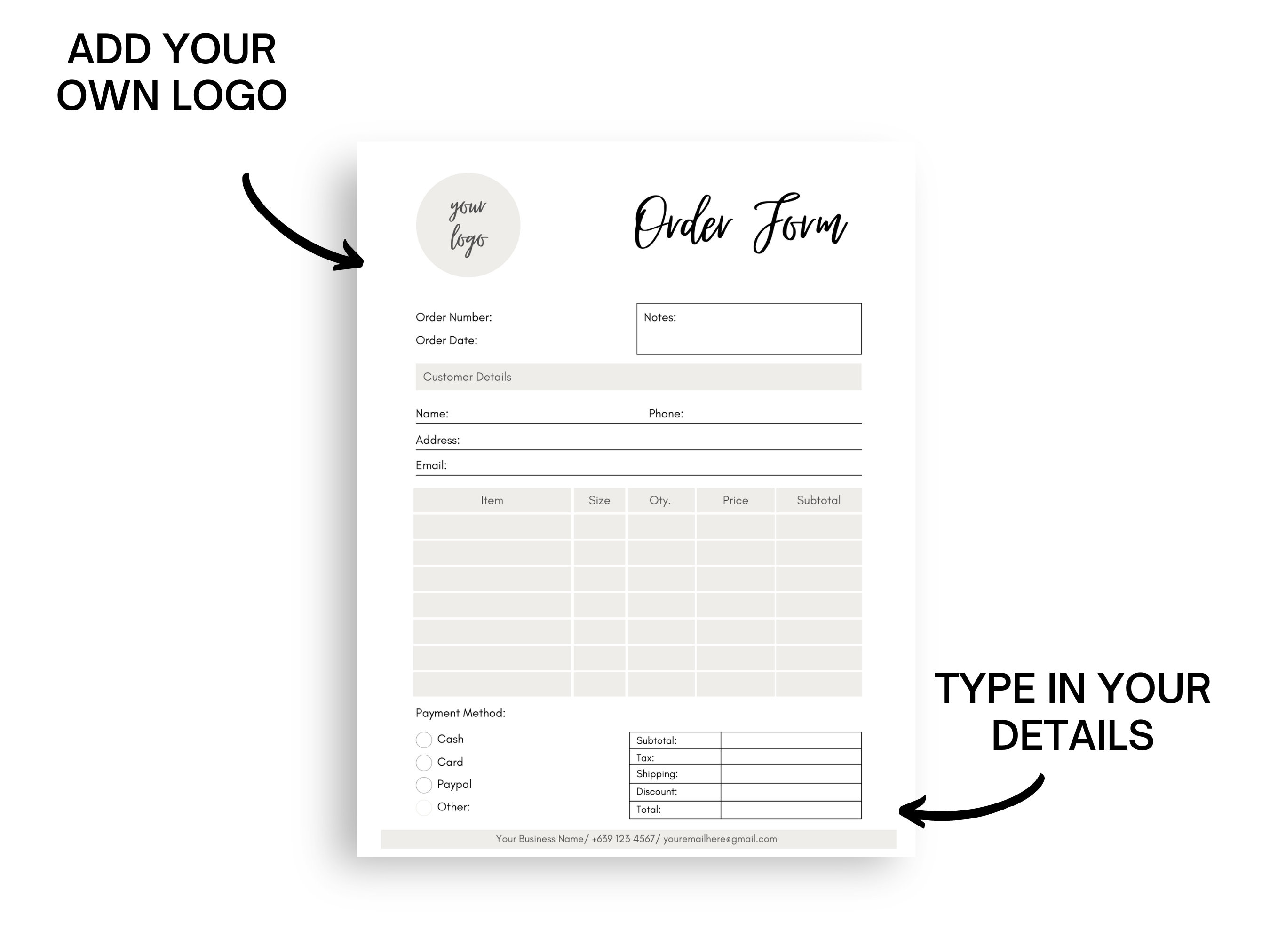 Editable Shoe Order Form Template: Printable Customer Form (canva) - Etsy