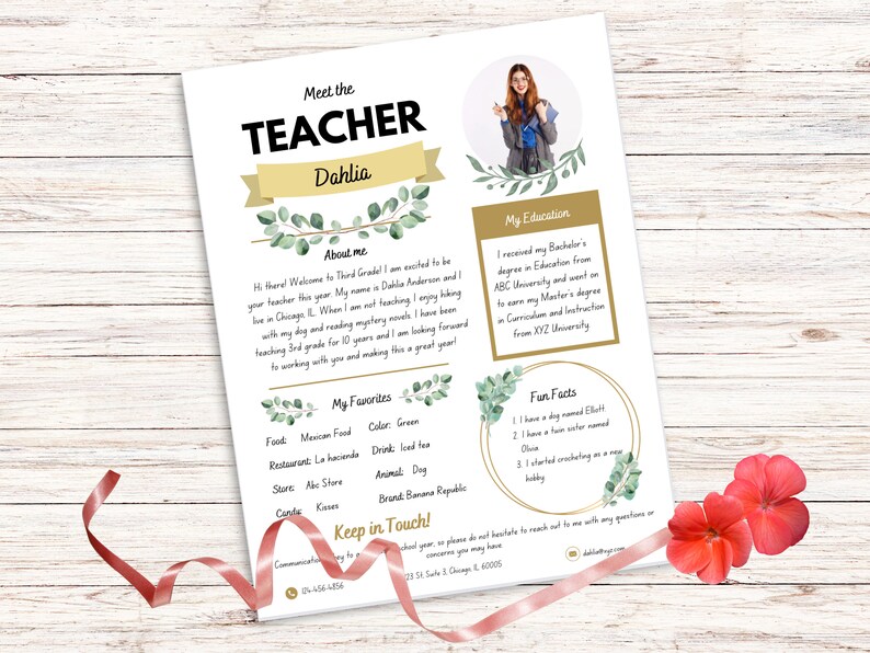 Editable All About My Teacher Printable, Favorite Things Questionnaire ...
