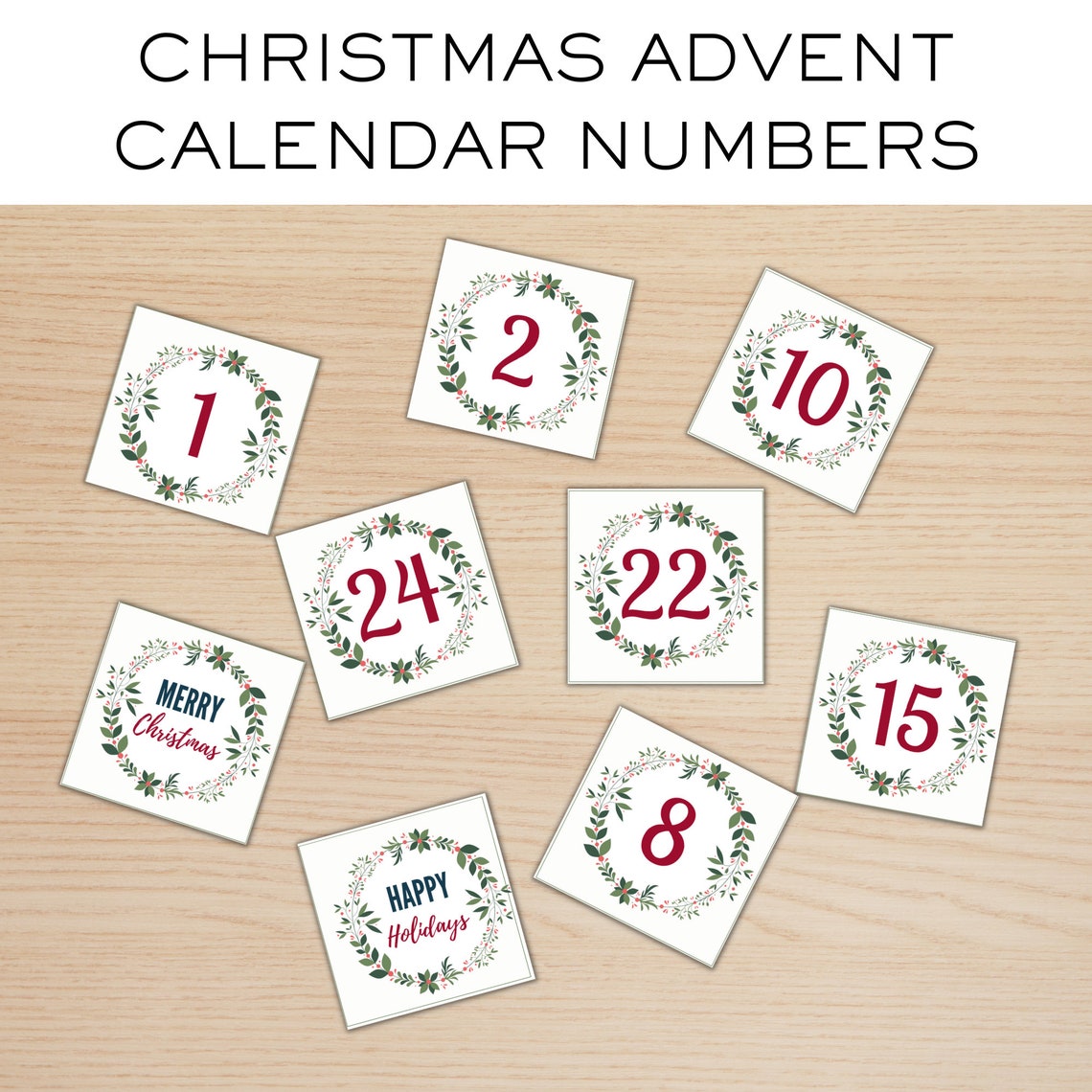 Advent Calendar Number Printable, Christmas Countdown (PDF) - Etsy