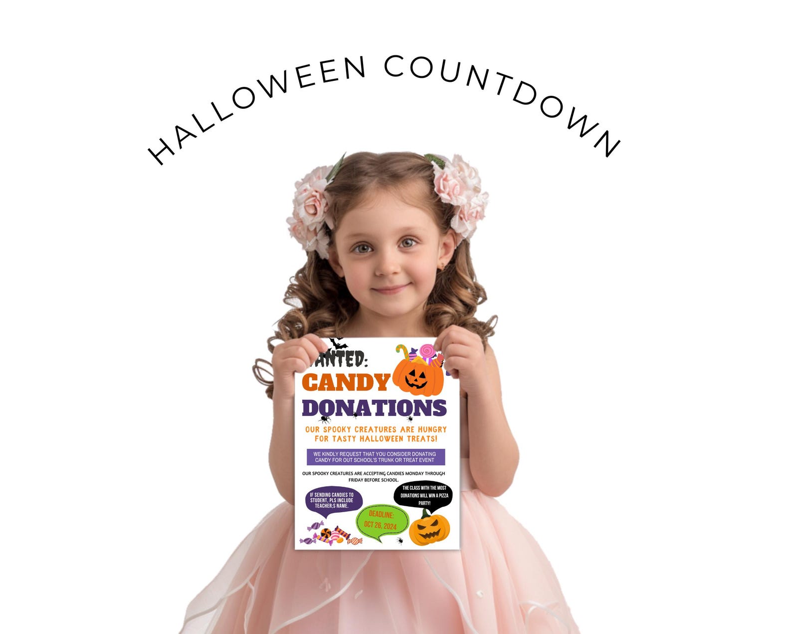 Editable DIY Candy Donation Flyer Template for Trunk or Treat Halloween ...