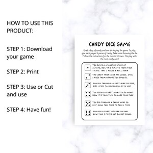 Candy Dice Game Printable, Dice Game for Kids, Family Game Night, Fall ...