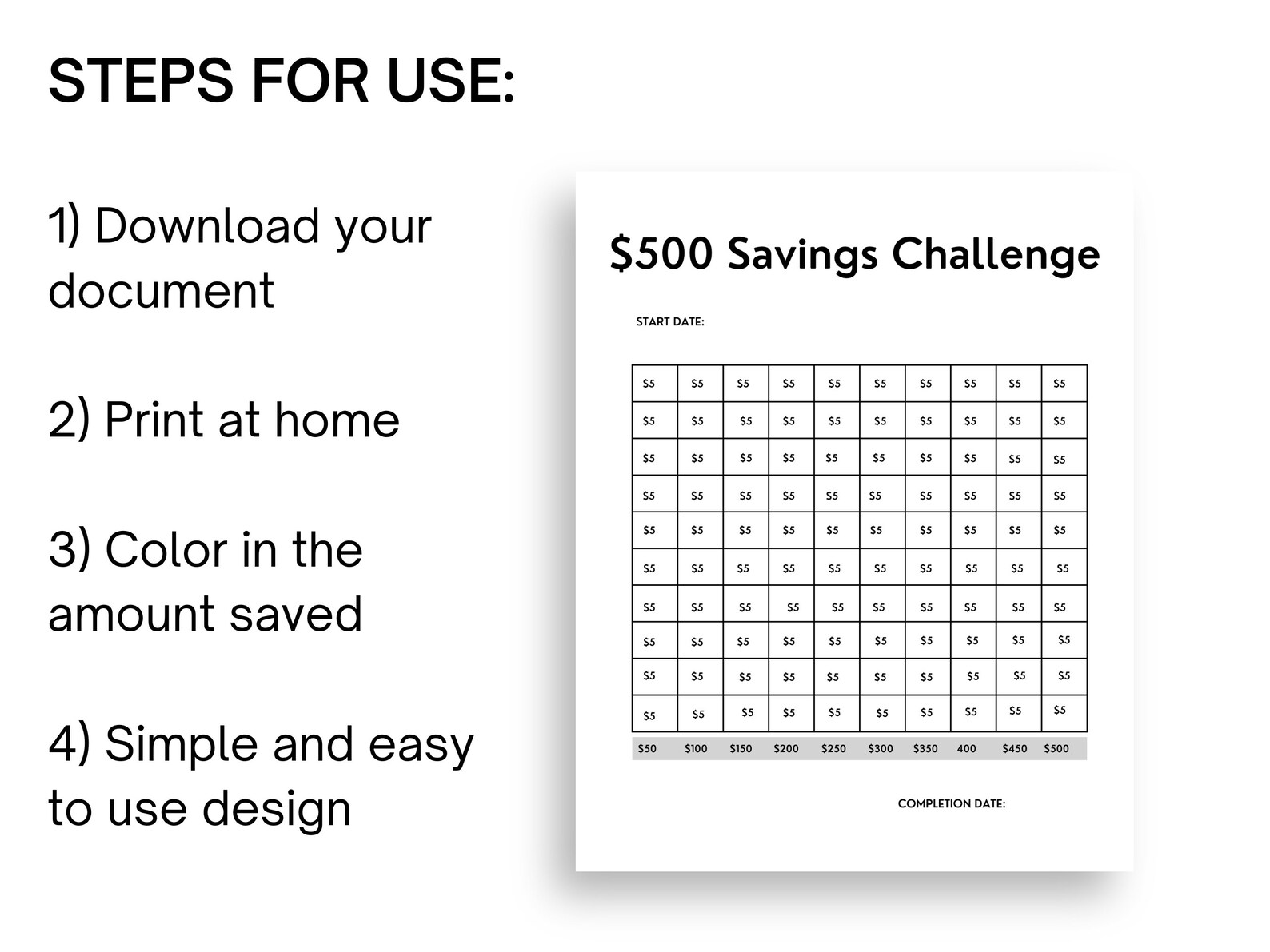 Savings Challenge, Money Saving Challenge, 500 Savings Challenge ...