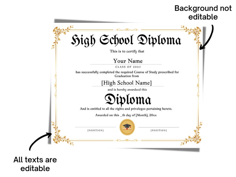 Editable High School Diploma, Homeschool Diploma, Printable Diploma ...