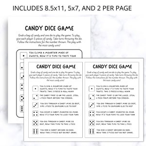 Candy Dice Game Printable, Dice Game for Kids, Family Game Night, Fall ...