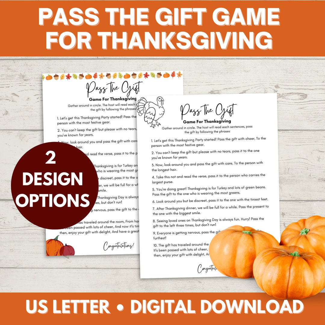 Thanksgiving Pass the Gift Game, Thanksgiving Game, Pass the Holiday ...