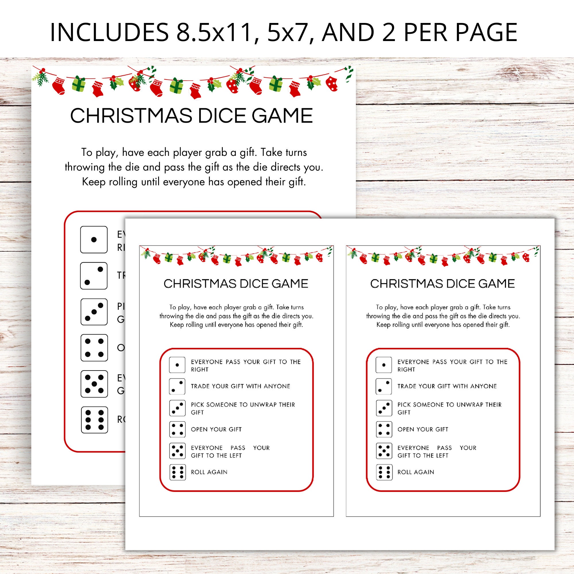 Christmas Gift Exchange Dice Game, Christmas Dice Game, Christmas Dice ...