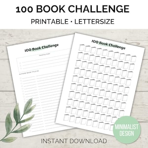 100 Book Challenge Printable: Adult Reading Log (PDF) - Etsy