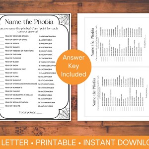 Name That Phobia Matching Game, Halloween Trivia Questions, Workplace ...