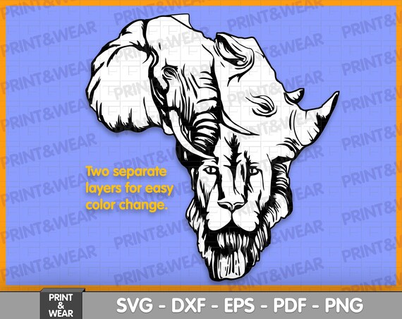 African Animal Head Silhouettes