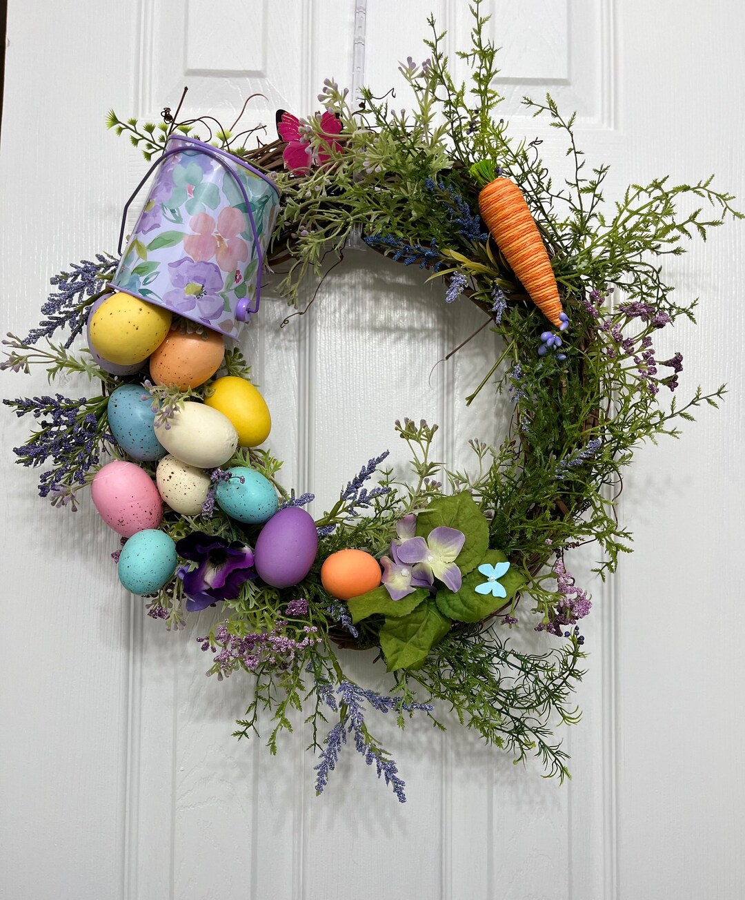 Easter Egg Wreath, Lavender Pail - Etsy