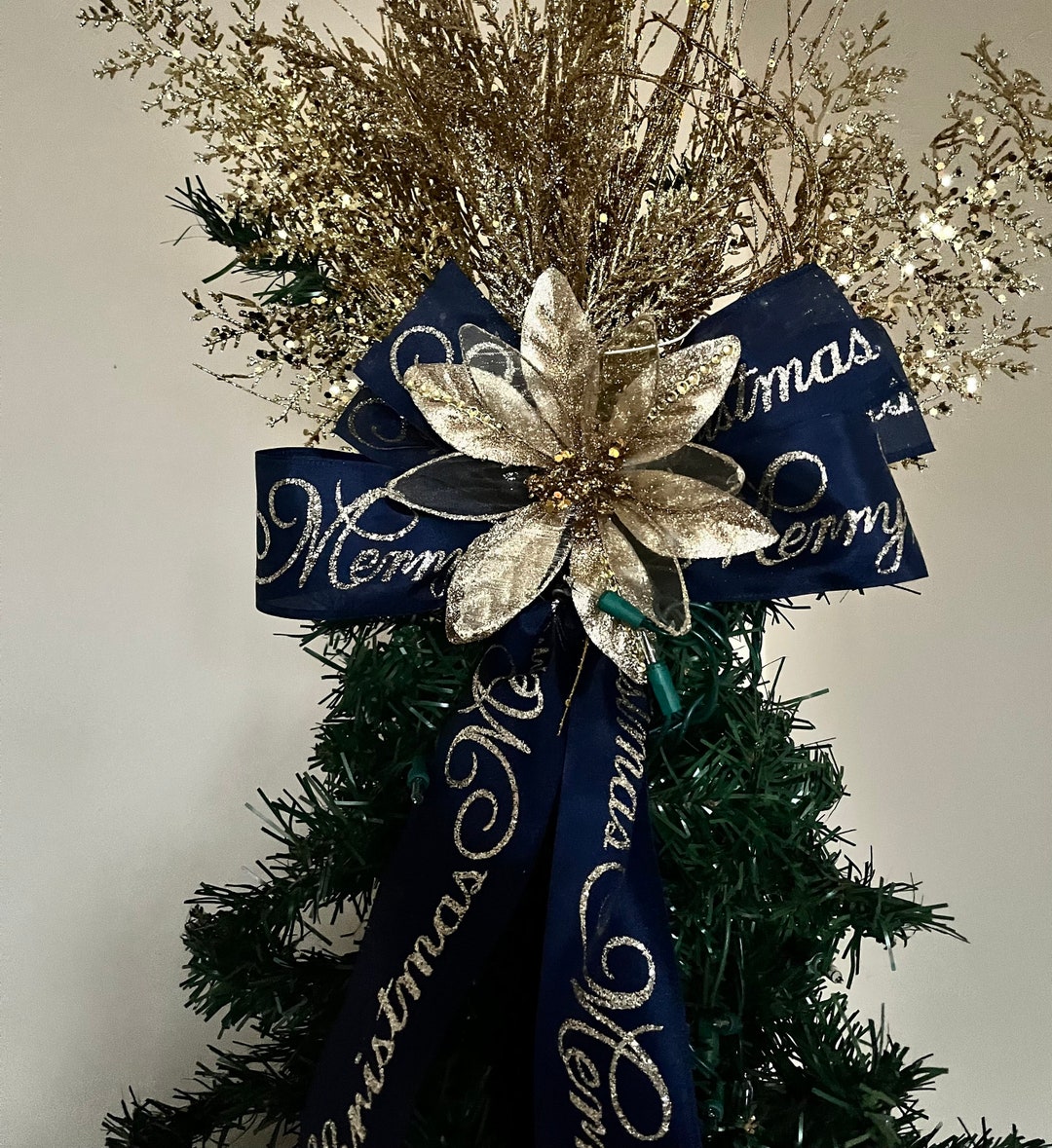 Gold and Blue Christmas Tree Topper - Etsy
