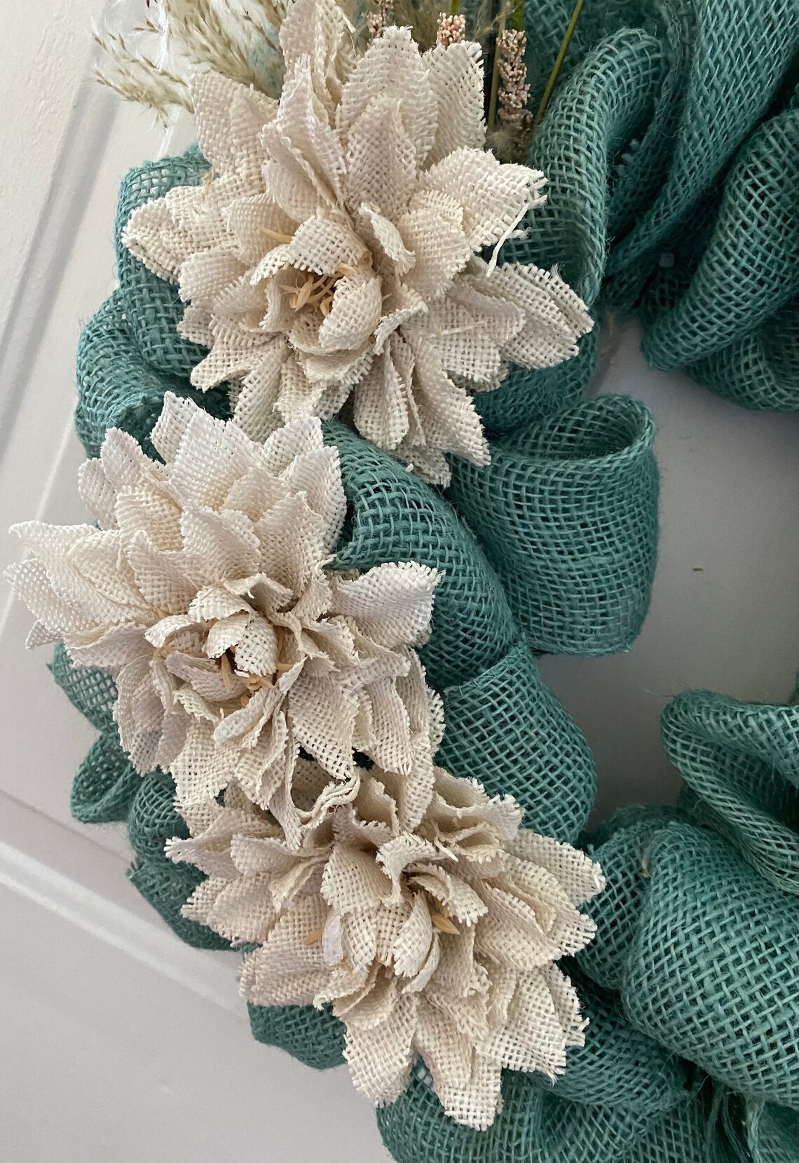 Teal Burlap Wreath-everyday Wreath - Etsy