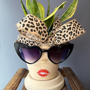 Cheetah Print Face Planter Pot – Cute Flower Pot With Sunglasses ...
