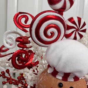 Gingerbread Chef Tree Topper, Red and White Striped Ribbon - Etsy