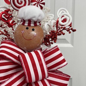 Gingerbread Chef Tree Topper, Red and White Striped Ribbon - Etsy