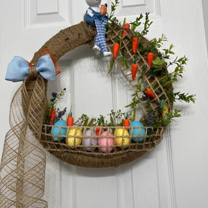 Easter Rabbit Wreath Eggs Carrots - Etsy