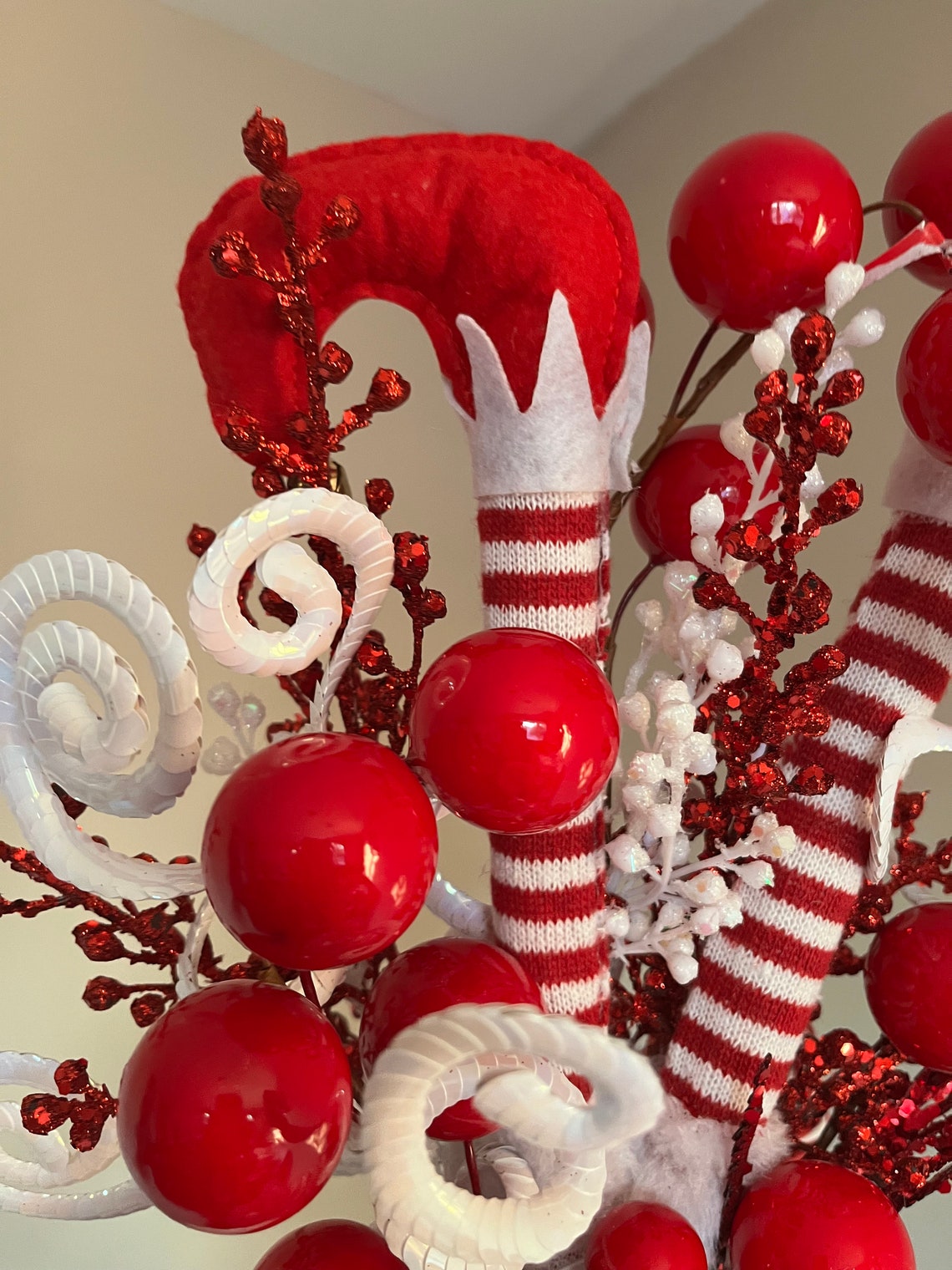 Peppermint Striped Tree Topper, Merry Christmas Topper - Etsy