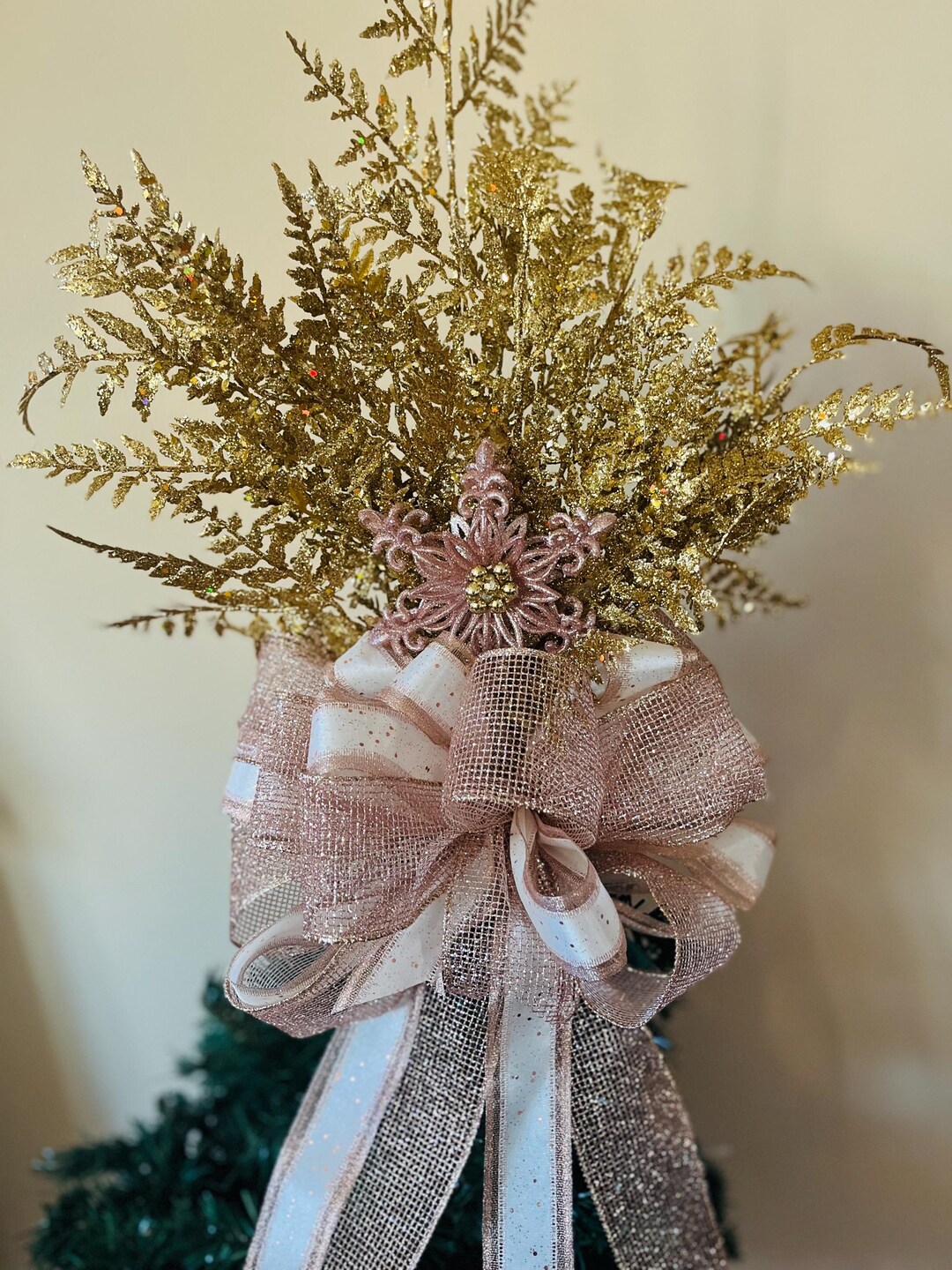 Rose Gold and Cream Tree Topper - Etsy