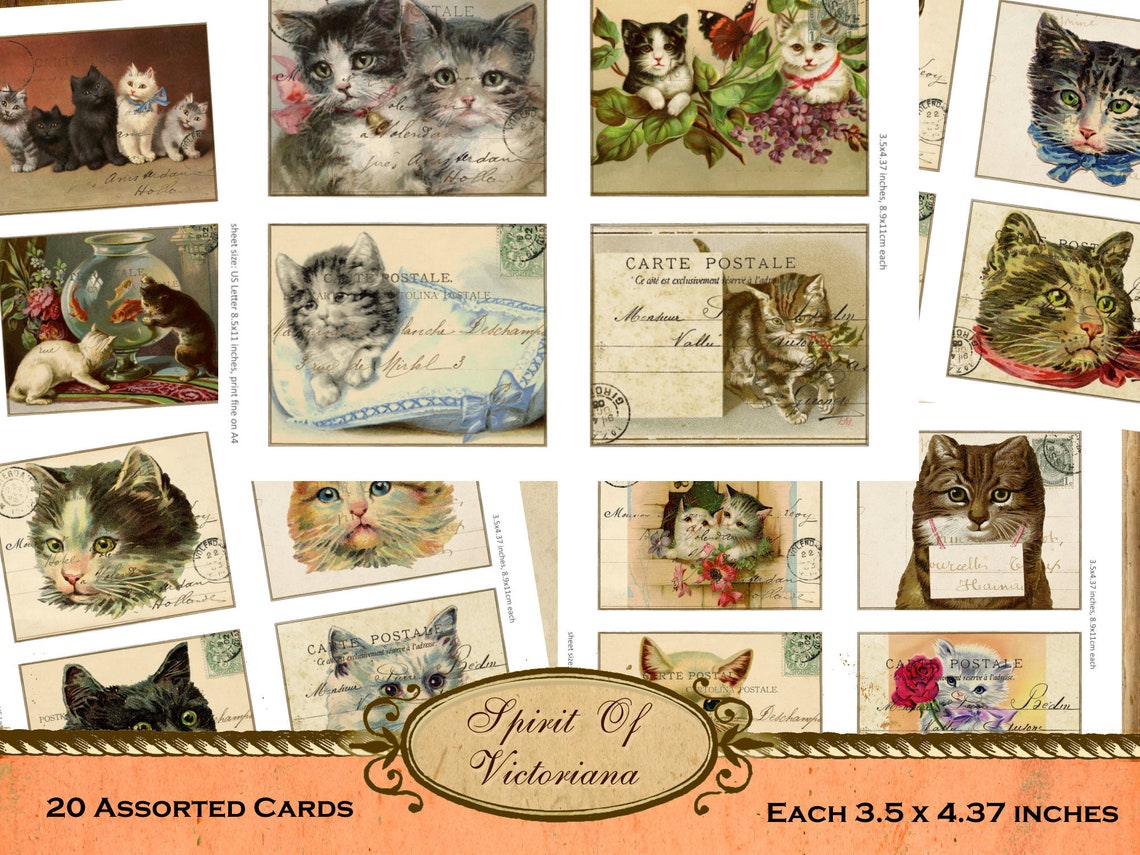 Victorian Cat Collection, Vintage Cards With Cats, Victorian Cards ...
