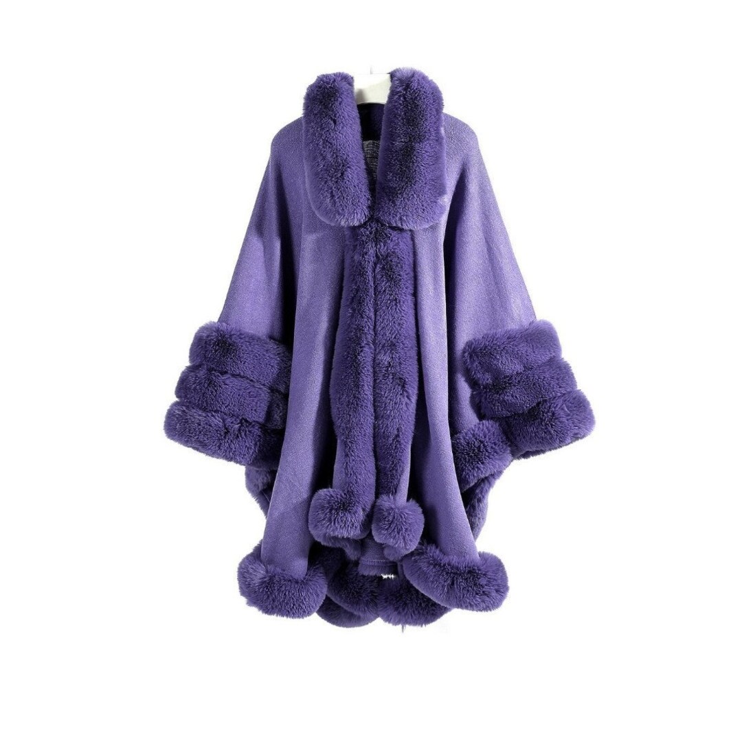 NEWLY ARRIVED Luxurious Faux Fur Trimmed Full Length Ladies Cape in ...