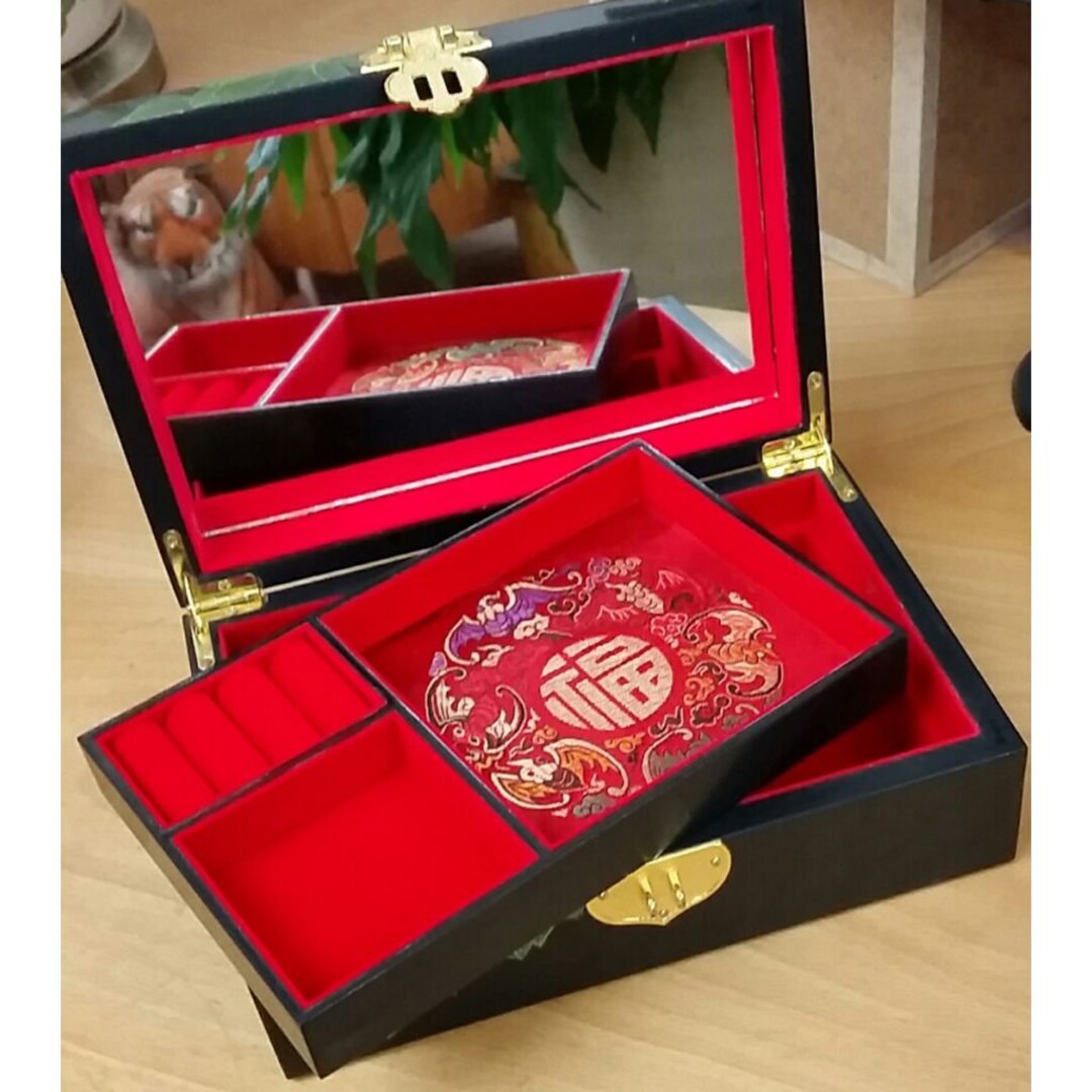 Black Lacquer Jewellery Box Decorated With Peony Blossoms so - Etsy UK