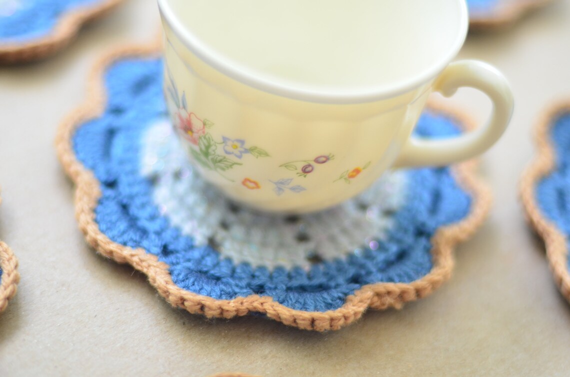 Crochet Coaster Set of 6/ House Decoration/ Unique Gift for - Etsy