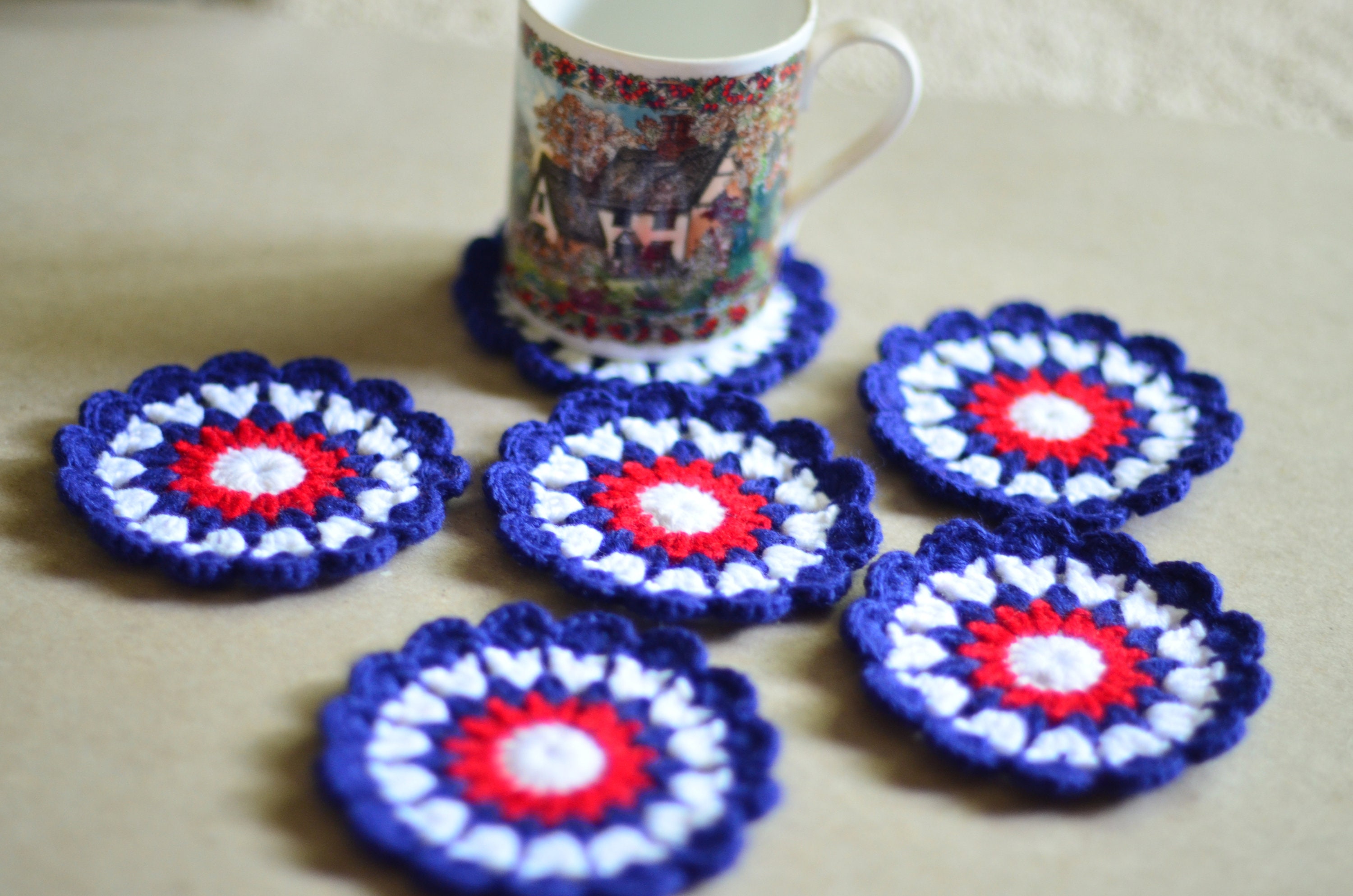 4th of July Crochet Coasters Set of 6/ Dining Table - Etsy