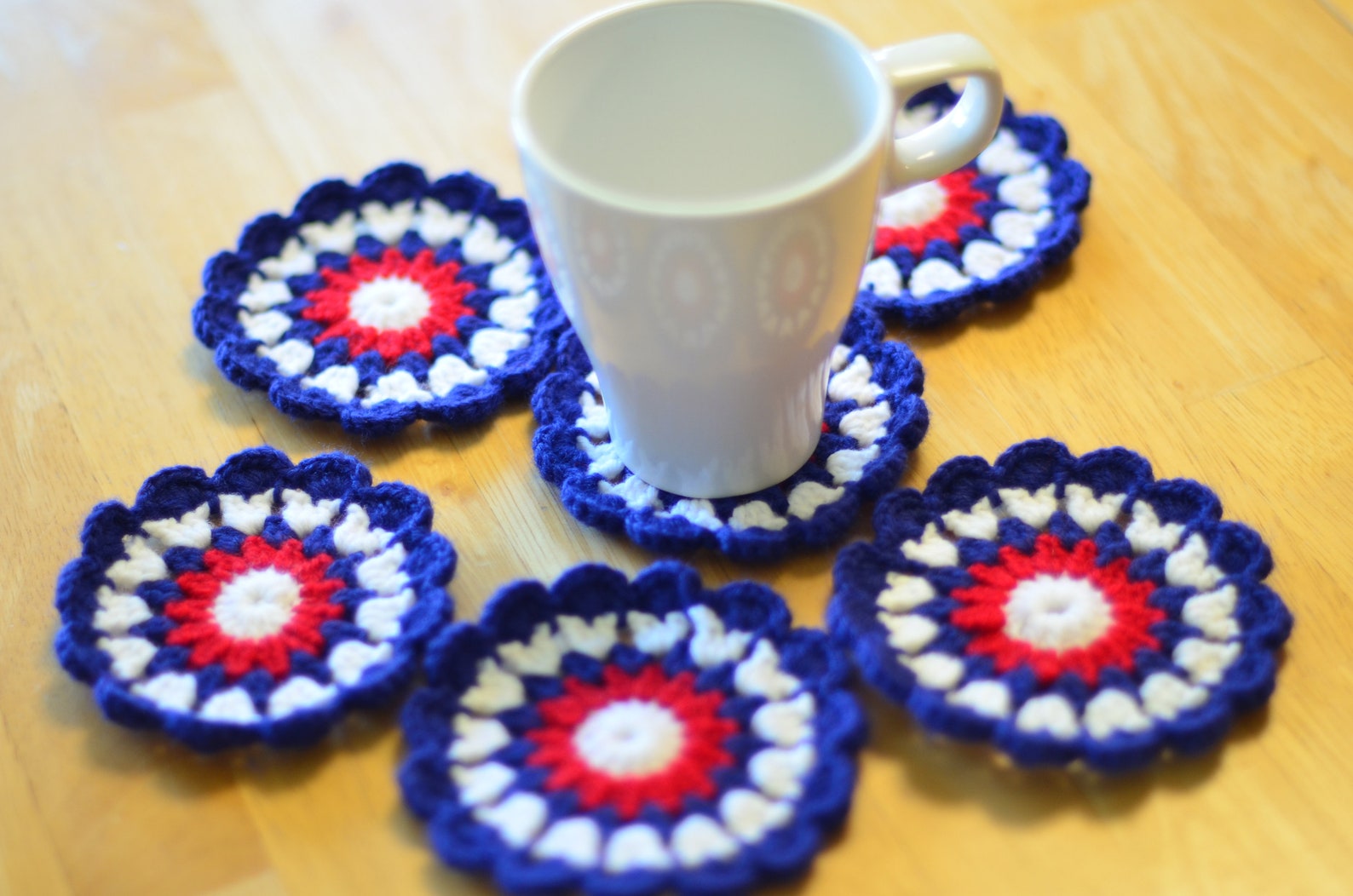 4th of July Crochet Coasters Set of 6/ Dining Table - Etsy
