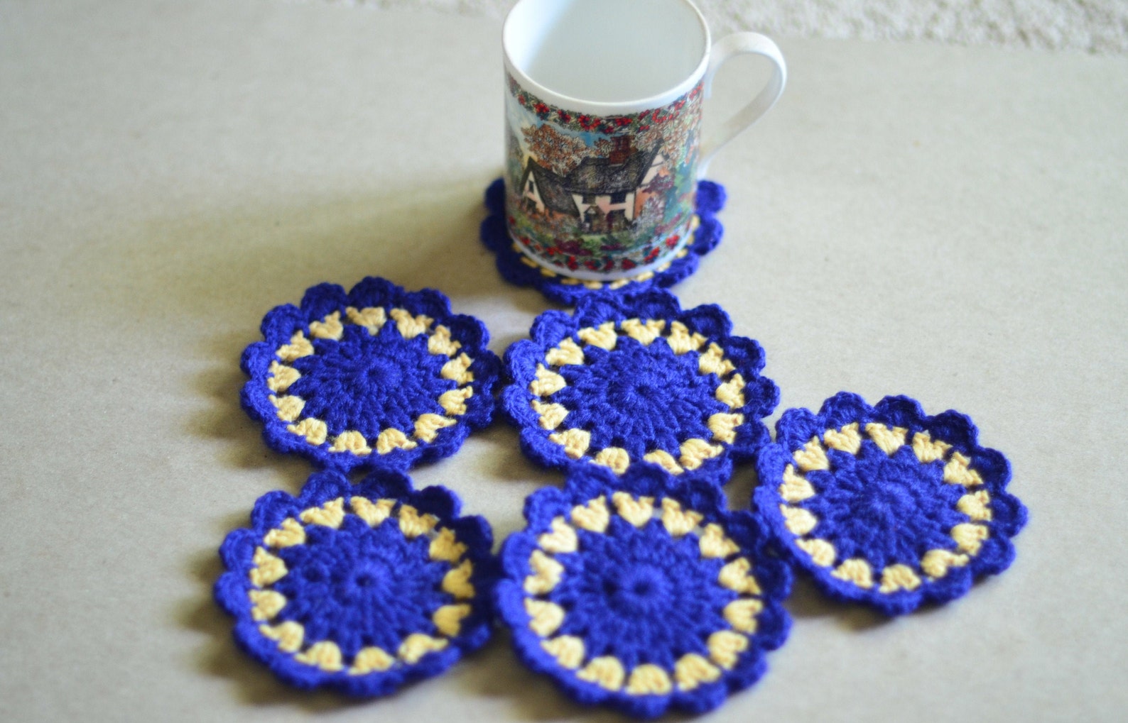 Crochet Coasters Set of 6/house Decoration/ Best Gifts for New House ...
