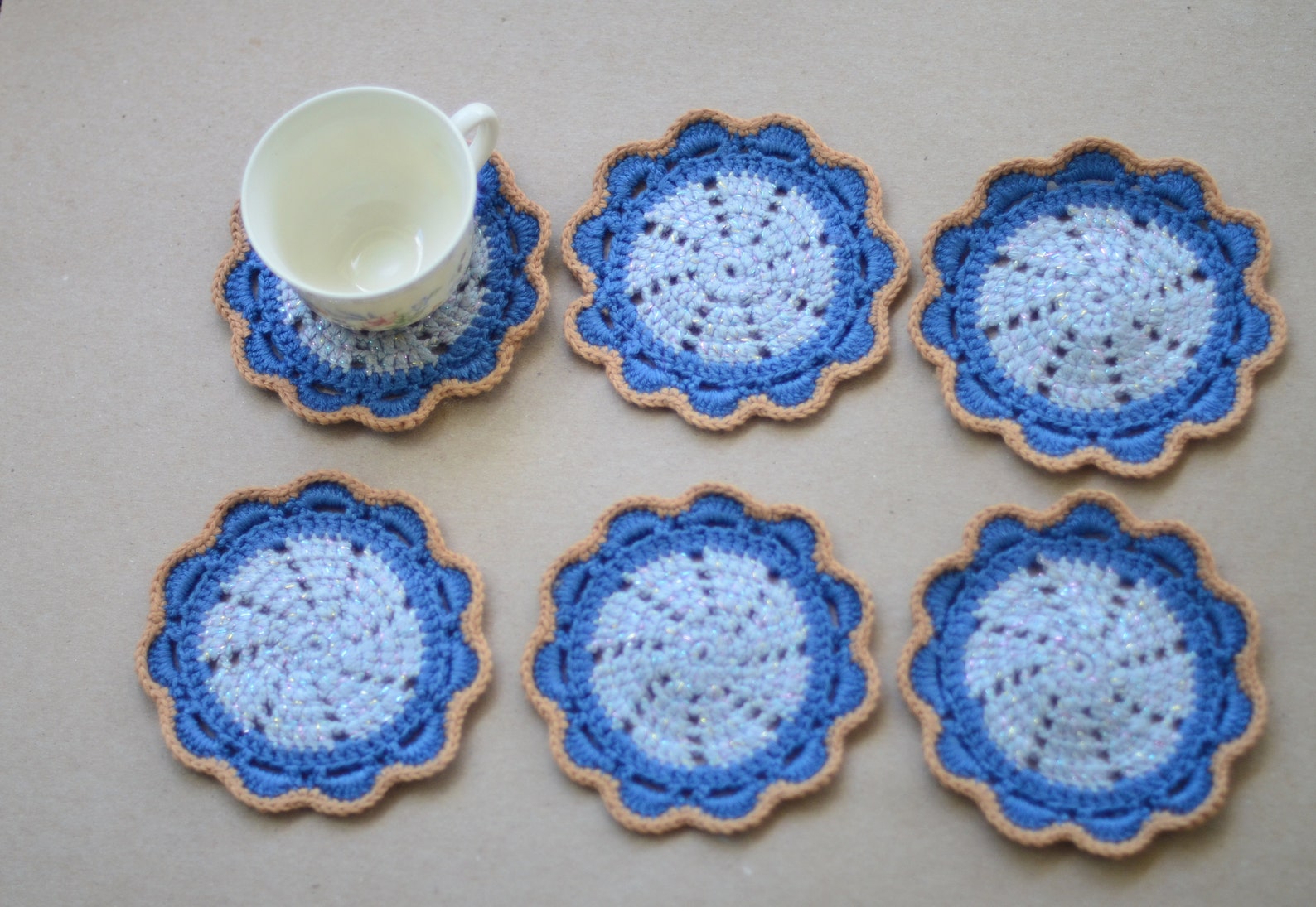 Crochet Coaster Set of 6/ House Decoration/ Unique Gift for - Etsy