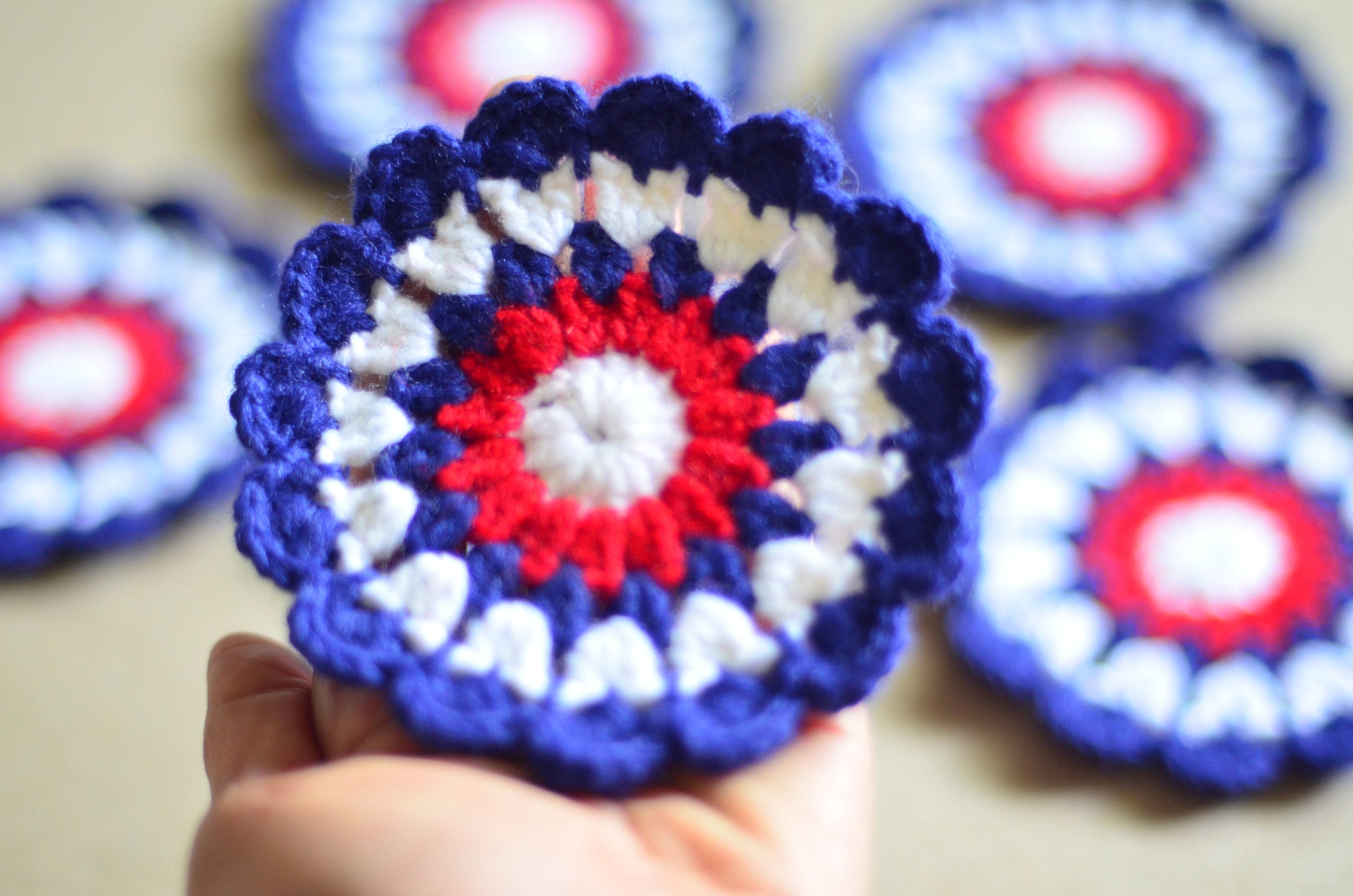 4th of July Crochet Coasters Set of 6/ Dining Table - Etsy