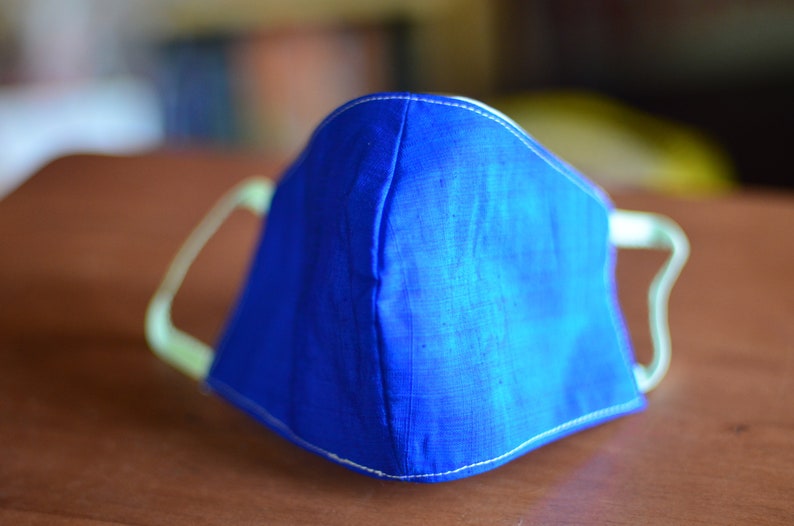 Blue Handwoven Silk Fabric Face Mask / Soft Light Weight and - Etsy